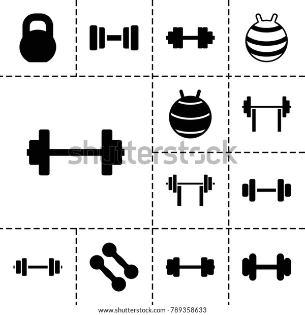 Dumbbell Icons Set 13 Editable Filled Stock Vector (Royalty Free ...