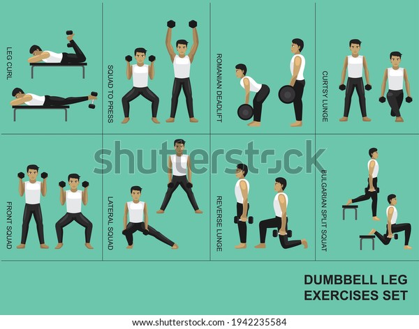 Dumbbell Leg Exercise Moves Manga Gym Stock Vector (Royalty Free ...