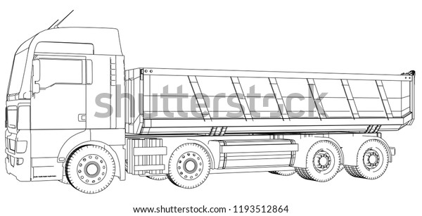 Dumper Truck Dumped. Wire-frame style. The layers of visible and ...