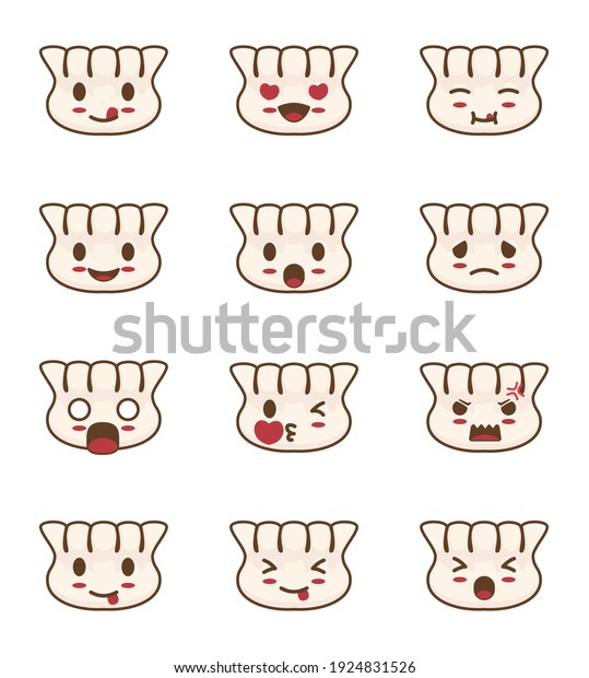 Dumpling Cartoon Characters Different Facial Expressions Stock Vector ...