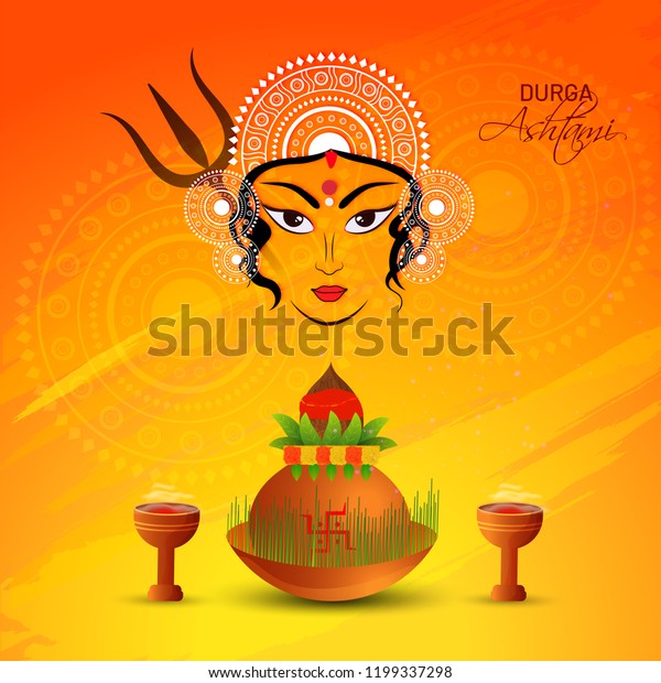 Durga Ashtami Poster Template Design Illustration Stock Vector (Royalty ...