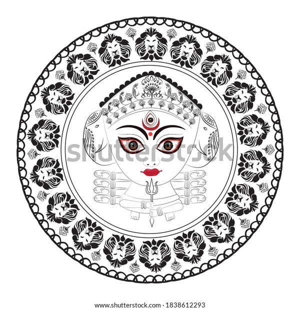 Durga Illustration Line Art Concept Vector Stock Vector (Royalty Free ...