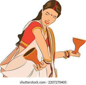 Durga Puja Concept Maa Durga Aarti Stock Vector (Royalty Free ...