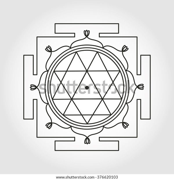 Durga Yantrasacred Geometry Buddhism Symbolvector Line 库存矢量图（免版税 ...