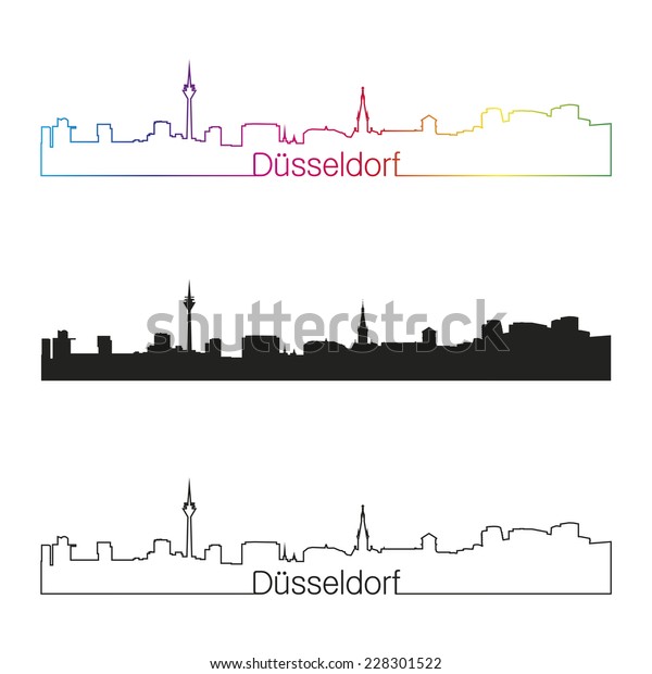Dusseldorf skyline linear style with rainbow in editable vector file Dusseldorf skyline linear style with rainbow in editable vector file