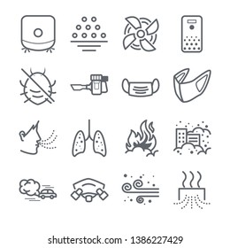 Dust Pollution Icon Set Stock Vector (Royalty Free) 1386227429 ...