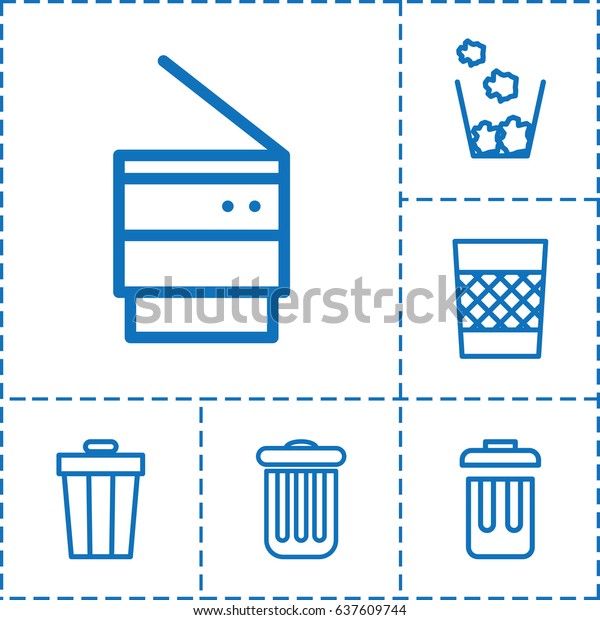 Dustbin Icon Set 6 Dustbin Outline Stock Vector (Royalty Free ...