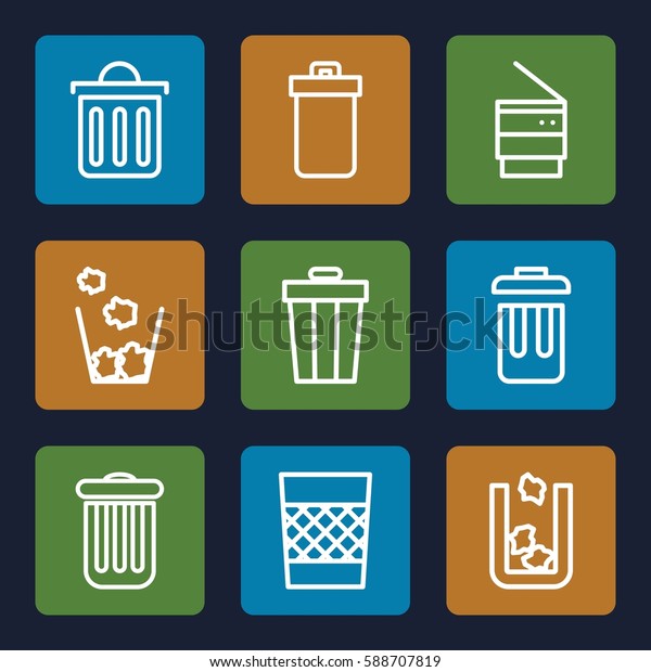 Dustbin Icons Set Set 9 Dustbin Stock Vector (Royalty Free) 588707819