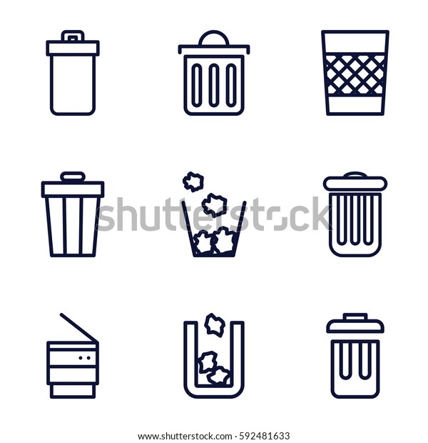 Dustbin Icons Set Set 9 Dustbin Stock Vector (Royalty Free) 592481633