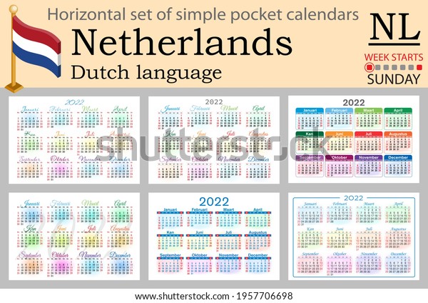 Dutch Horizontal Set Pocket Calendars 2022 Stock Vector (Royalty Free ...