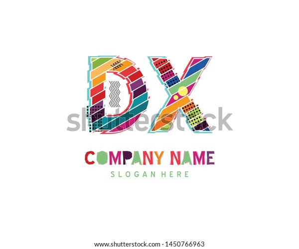 Dx Full Color Initial Logo Vector Stock Vector (Royalty Free) 1450766963
