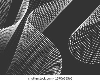Dynamic Wave Particles Black White Abstract Stock Vector (Royalty Free ...