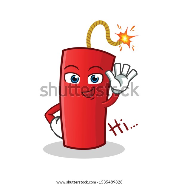Dynamite Waving Mascot Vector Cartoon Illustration Stock Vector ...
