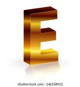 Golden Glitering Letter E Uppercase 3d Stock Illustration 764185573