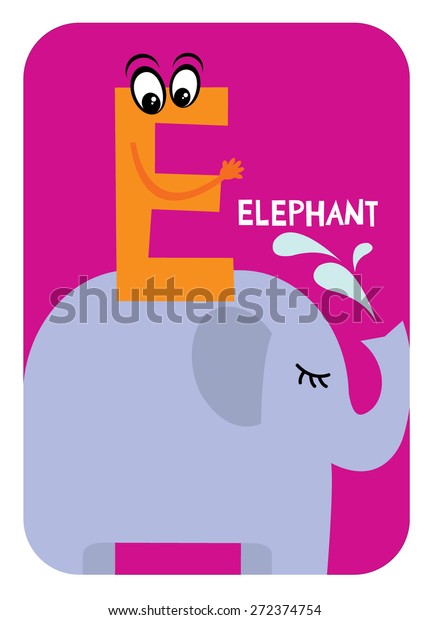 E Elephant Alphabet Flashcards Template Baby Stock Vector (Royalty Free ...