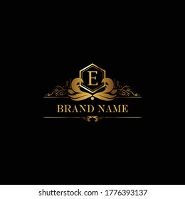E Premium Luxury Gold Monogram Logo Stock Vector (Royalty Free ...