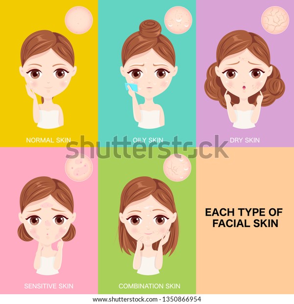 Each Type Facial Skin Stock Vector (Royalty Free) 1350866954