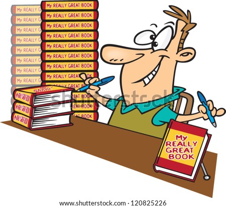 Eager Cartoon Author Man Stacks Books Stock Vector (Royalty Free ...