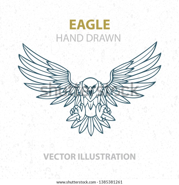 Eagle Attacking Eagle Hand Drawn Illustration Stock Vector Royalty