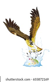Eagle Catch Fish Stock Vector (Royalty Free) 655872169 | Shutterstock