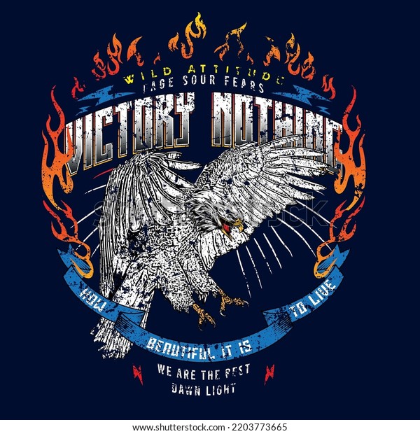 Eagle Chasing Motorcycle Fire Illustration Wear Stock Vector (Royalty ...