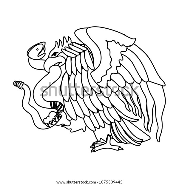 Eagle Devouring Snake Mexican Emblem Stock Vector (Royalty Free ...