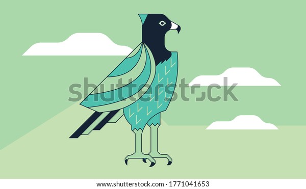 Eagle Flat Design Illustration Sky Blue Stock Vector (Royalty Free ...