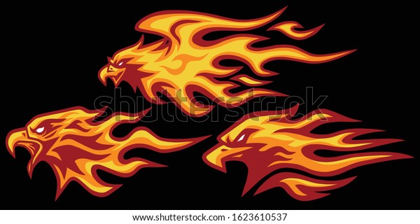 Eagle Head Burning Fire Flame Logo Stock Vector (Royalty Free) 1623610537