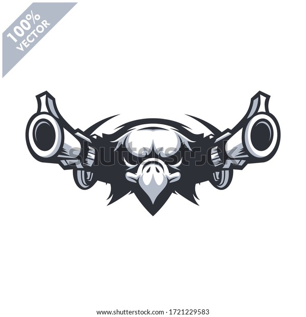 Eagle Head Two Gun Tactical Team Stock Vector (Royalty Free) 1721229583 ...