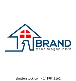 Real Estate House Red Blue Logo Stock Vector (Royalty Free) 1416378743