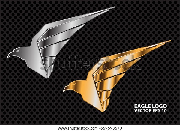 Eagle Logo Silver Gold On Dark Stock Vector (Royalty Free) 669693670 ...