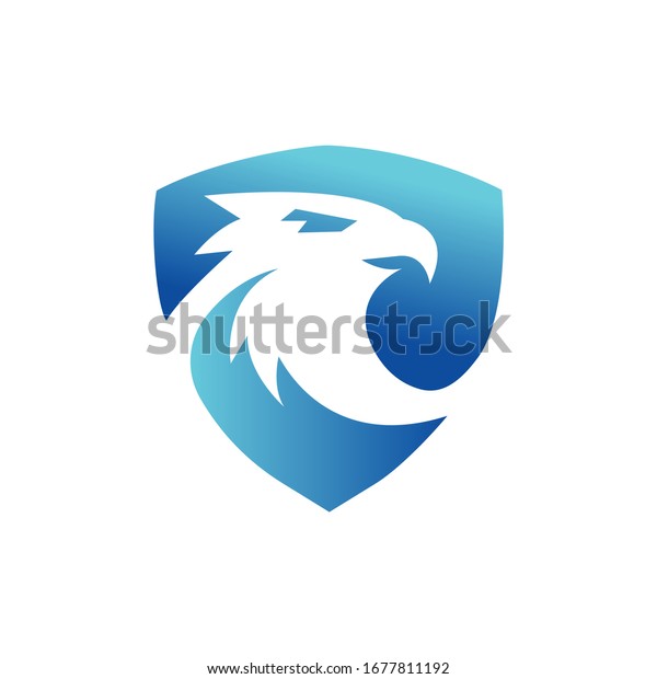 Eagle Negative Space Shield Blue Gradient Stock Vector (Royalty Free ...