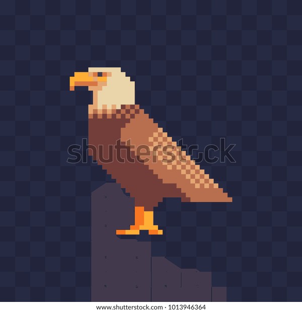 Eagle Pixel Art Icon Bird Character Stock Vector (Royalty Free) 1013946364