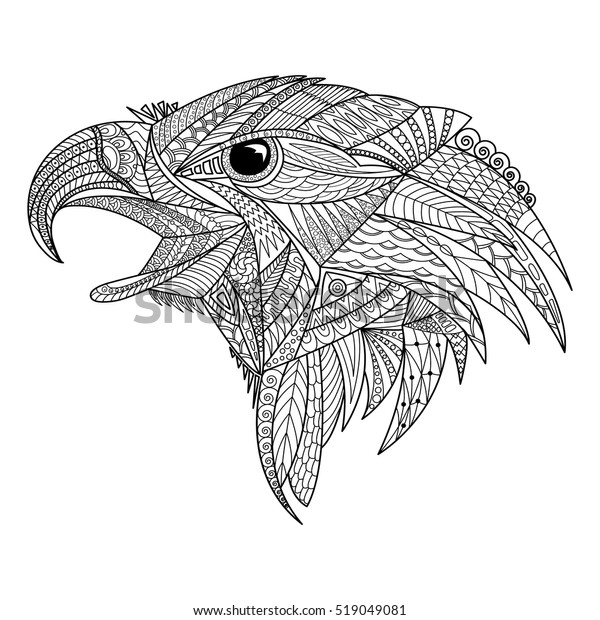 Eagle Zentangle Style Coloring Book Adults Stock Vector (Royalty Free ...