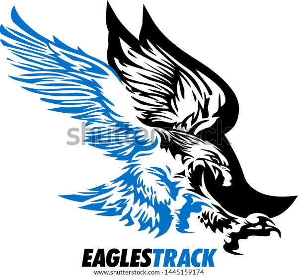 eagles track team design with flying mascot and track foot for school ...