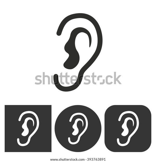 Ear Black White Icons Vector Illustration Stock Vector (Royalty Free ...