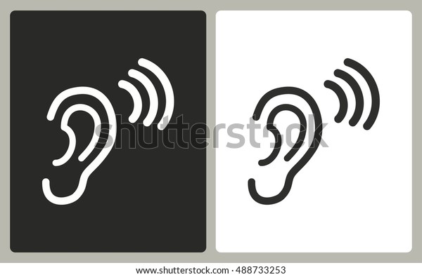 Ear Black White Icons Vector Illustration Stock Vector (Royalty Free ...