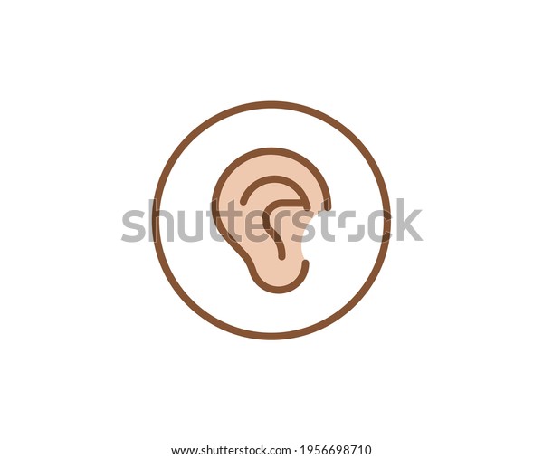 Ear Flat Icon Thin Line Signs Stock Vector (Royalty Free) 1956698710 ...