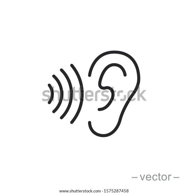 icono de oído, signo lineal auditivo: vector de stock (libre de ...