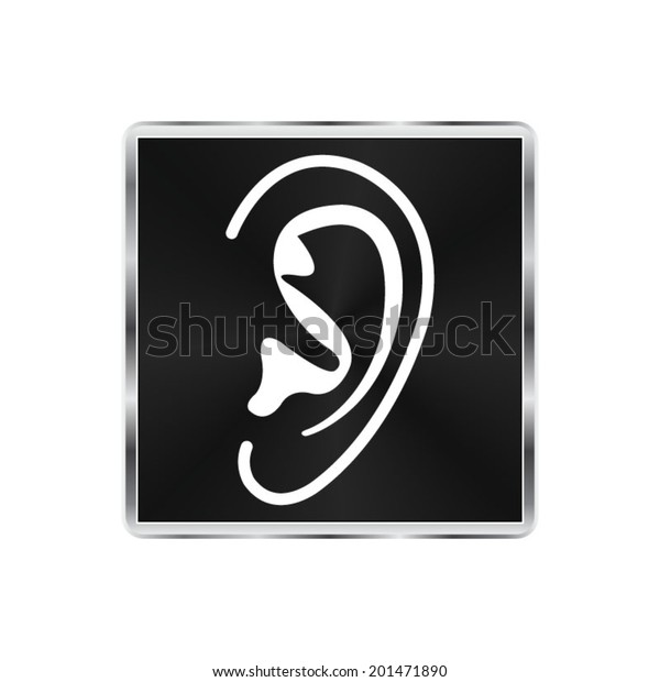 Ear Icon Vector Brushed Metal Button Stock Vector (Royalty Free ...