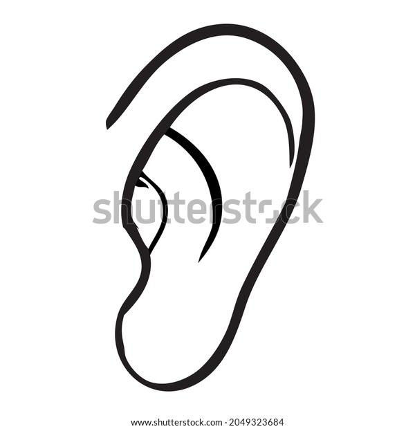 Ear Outline Vector Illustrationisolated On White Stock Vector (Royalty ...
