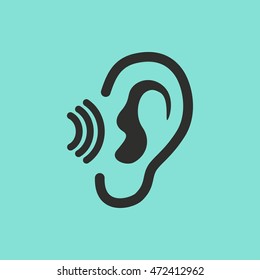 Ear Vector Icon Black Illustration Isolated Stock Vector (Royalty Free ...