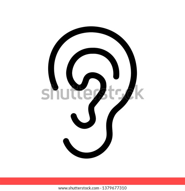 Ear Vector Icon Hearing Symbol Simple Stock Vector (Royalty Free ...