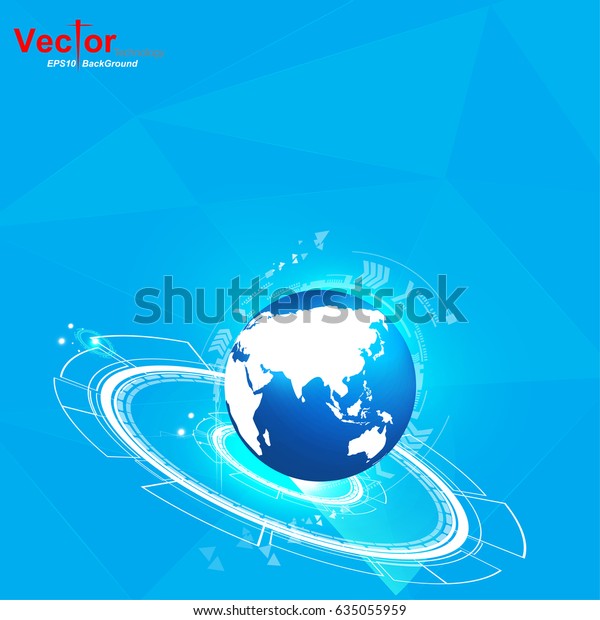 Earth Abstract Technology Background Blue Map Stock Vector (Royalty ...