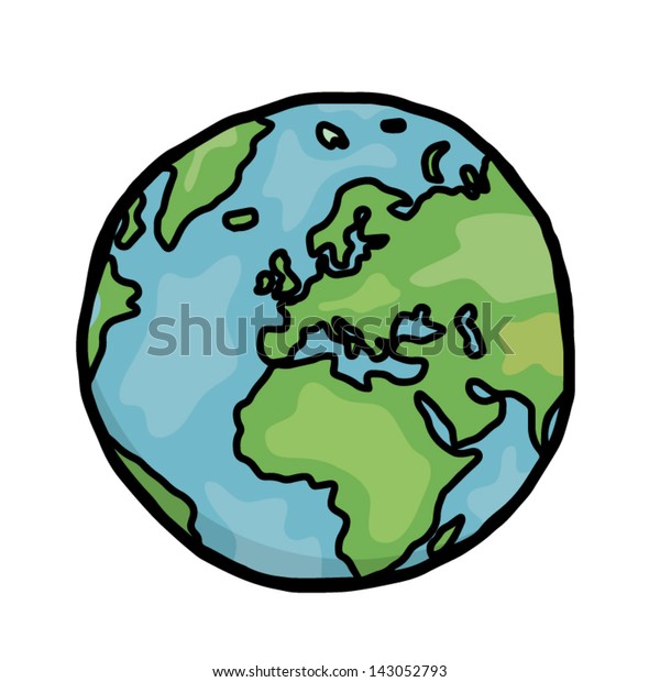 Earth Cartoon Vector Illustration Hand Drawn 库存矢量图（免版税）143052793 ...