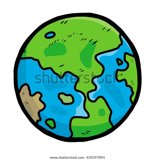 Earth Cartoon Vector Illustration Hand Drawn Arkivvektor (royaltyfri ...