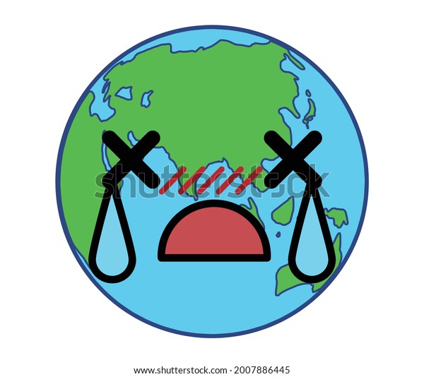 Earth Character Illustration Crying Expression Stock Vector (Royalty ...