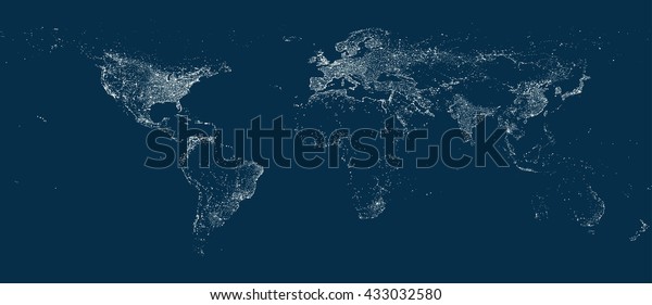 Earth City Lights Map On Soft Stock Vector (Royalty Free) 433032580