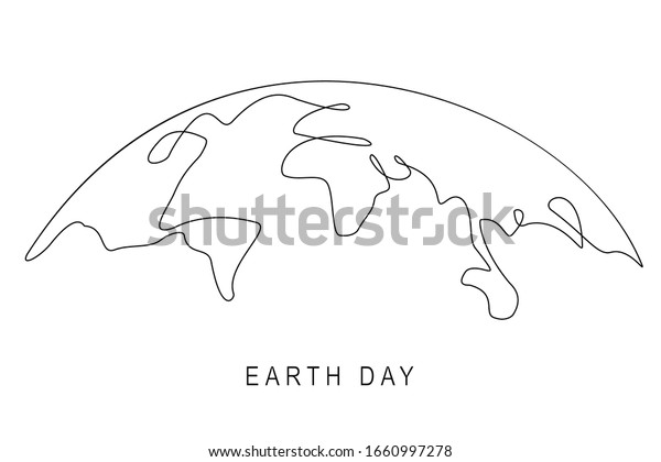 Earth Day Concept World Map Outline Stock Vector (Royalty Free) 1660997278