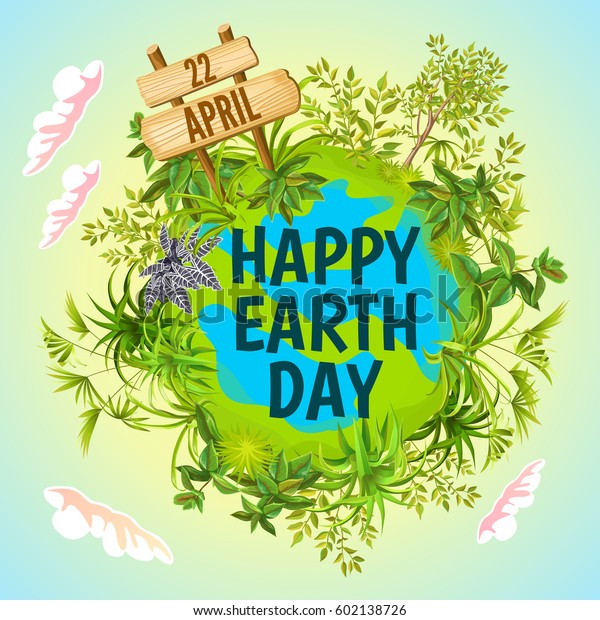 Earth Day Vector Illustration Words Wooden Stock Vector (Royalty Free ...